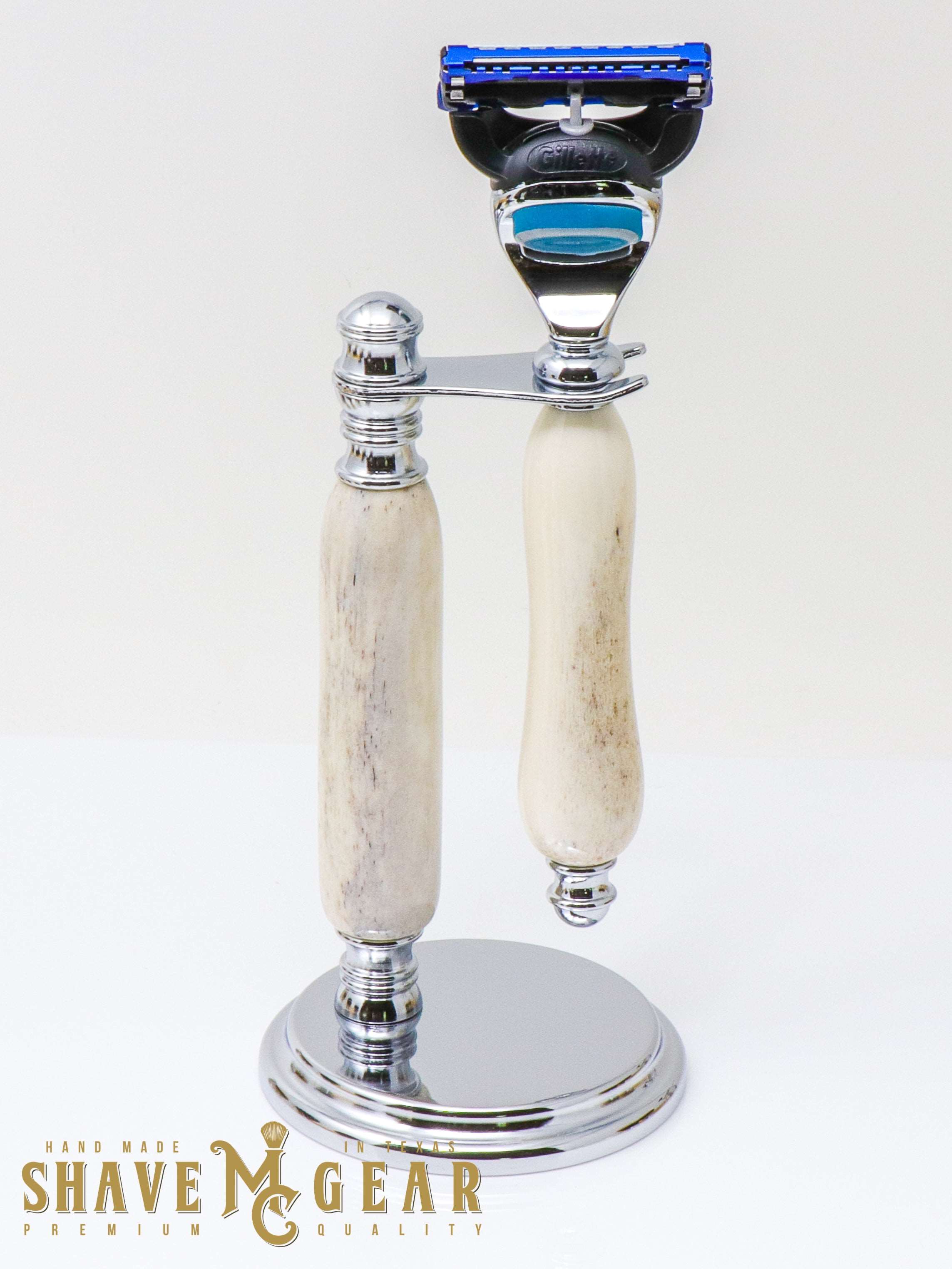 Hand-turned Razor Set in Antler – MC Shave Gear