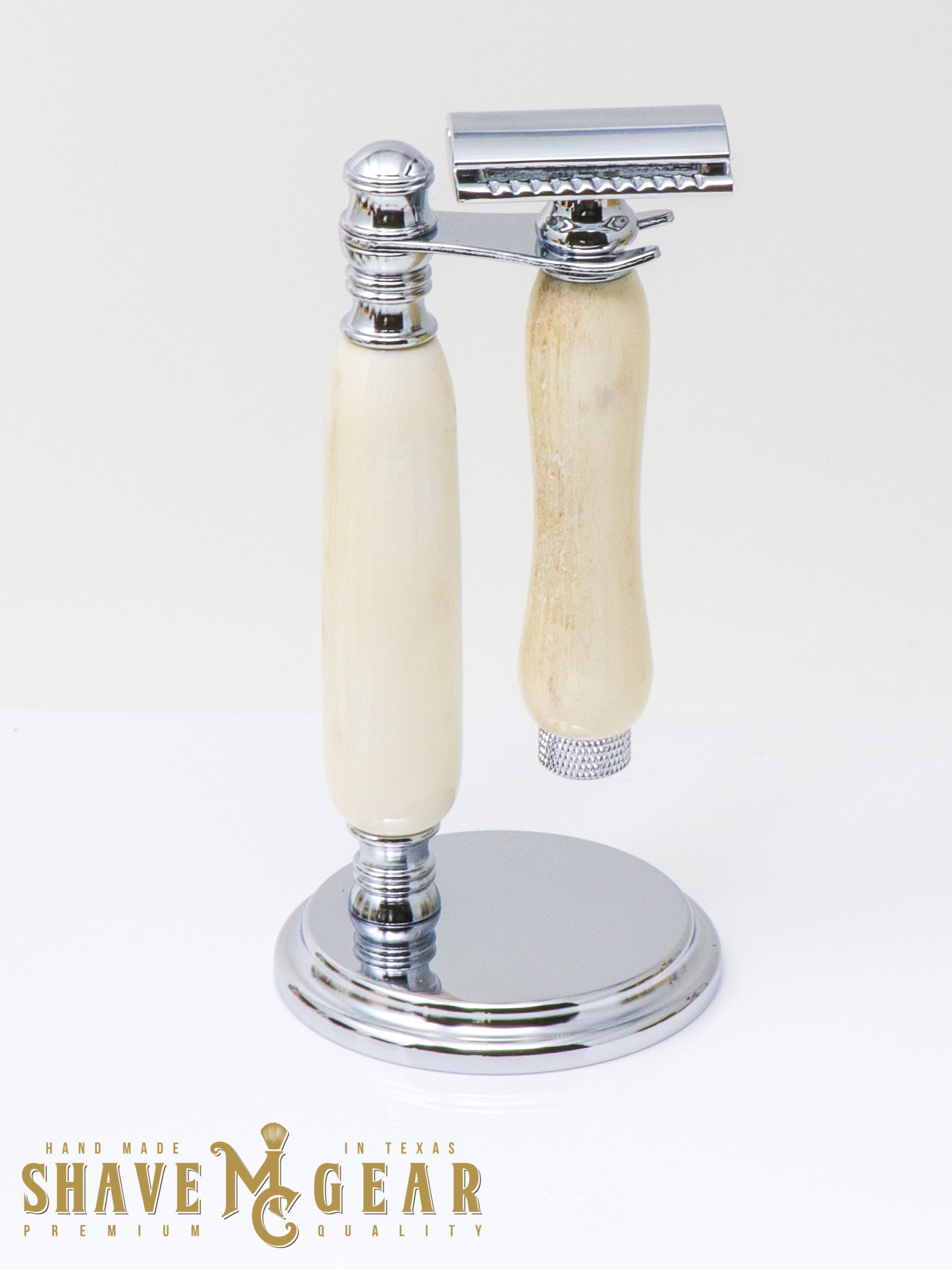 Hand-turned Razor Set in Antler – MC Shave Gear